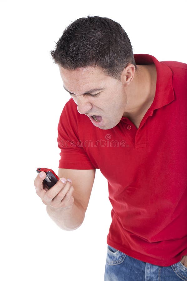 Man yelling at the phone stock image. Image of frustrated - 16196941
