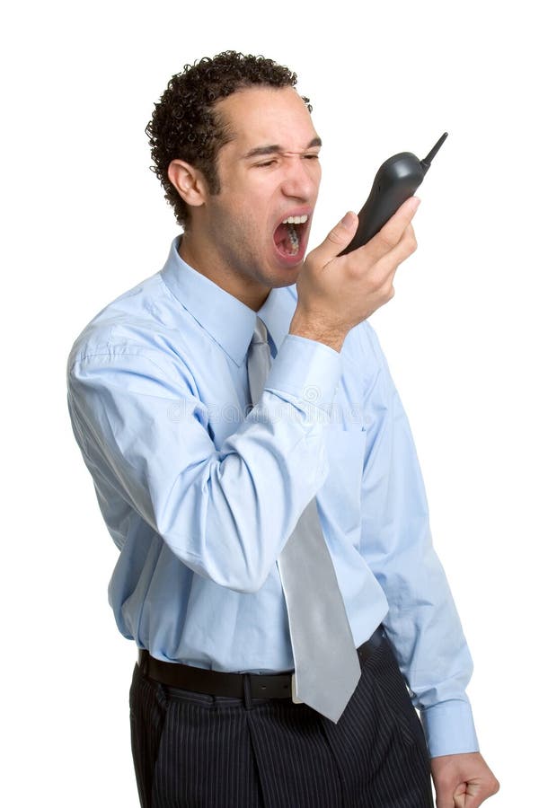Man Yelling into Phone stock image. Image of phone, business - 2040561