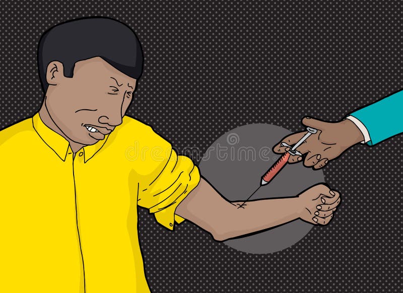Man in Yellow Getting Blood Test Stock Illustration - Illustration of ...