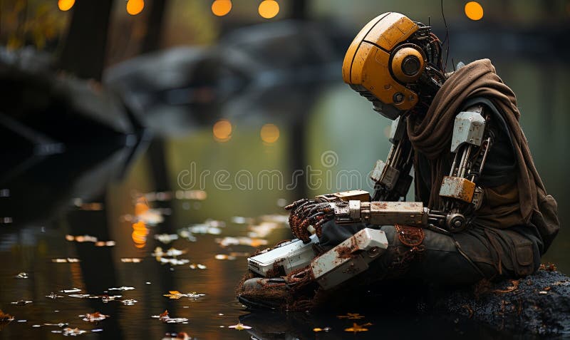 Man in Yellow Helmet Sitting in Water Stock Image - Image of recreation ...