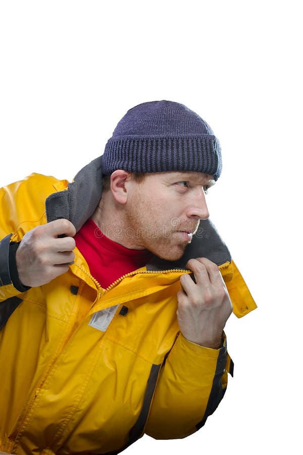 Man in yellow jacket stock photo. Image of human, cold - 38112010