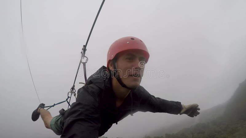 A Man Zip Lines Over the Rainforest Stock Video - Video of travel, tree ...