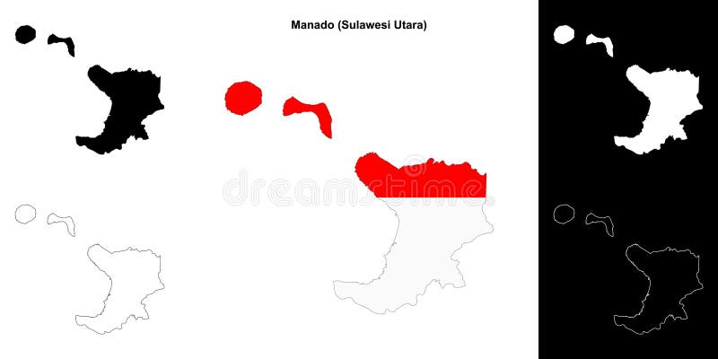 Manado outline map stock vector. Illustration of boundary - 356962265