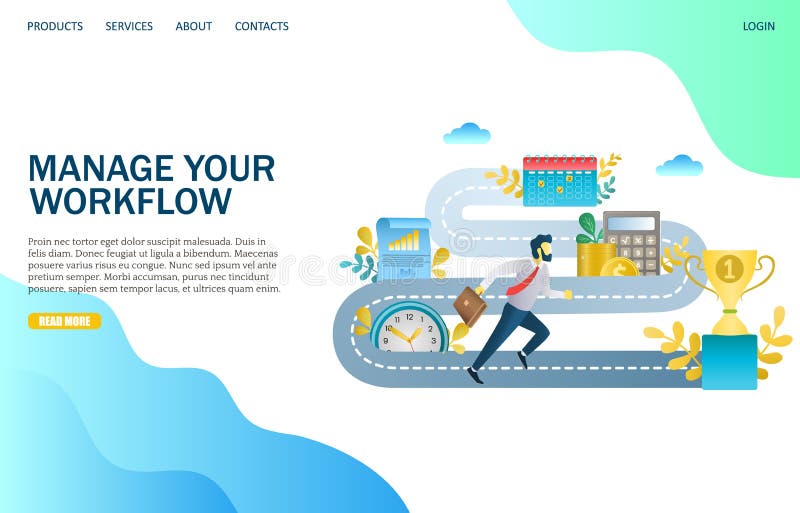 Manage Your Workflow Vector Website Landing Page Design Template Stock ...