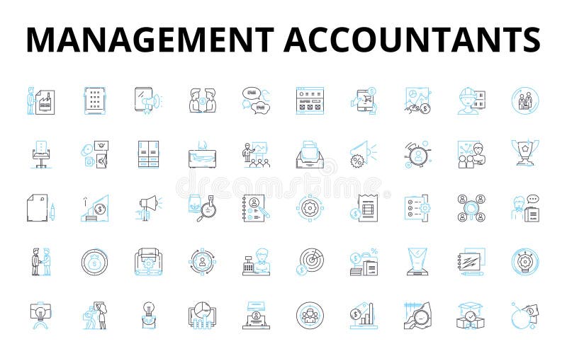 Management Accountants Linear Icons Set. Analysis, Budgeting ...