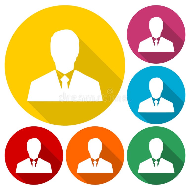 Management Avatar User Profile Icons Set with Long Shadow Stock Vector ...