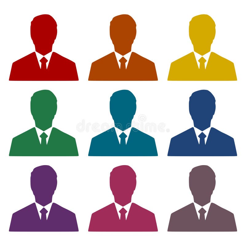 Management Avatar User Profile Icons Set with Long Shadow Stock Vector ...