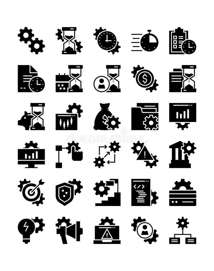 Management Black Silhouette Glyph Solid Style Web Icon Pack Stock ...