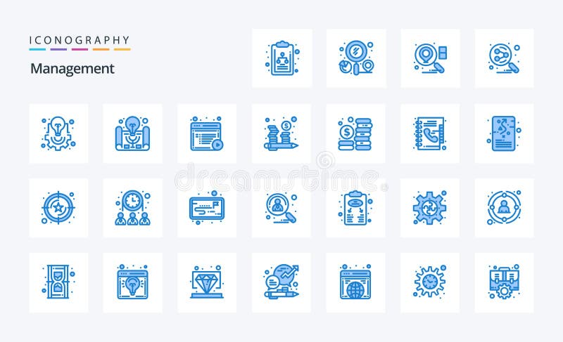 25 Management Blue Icon Pack Stock Vector - Illustration of coins, goal ...