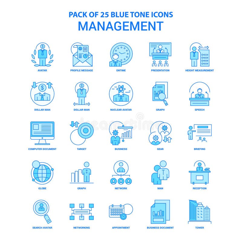 Project Management Blue Tone Icon Pack - 25 Icon Sets Editorial Stock ...