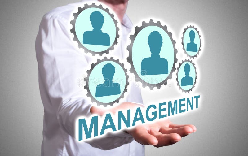 Management Concept Above a Human Hand Stock Image - Image of hand ...