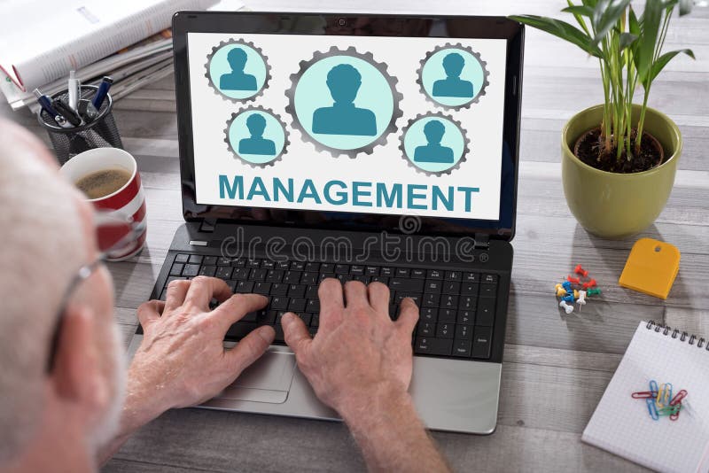 Management Concept on a Laptop Screen Stock Image - Image of process ...
