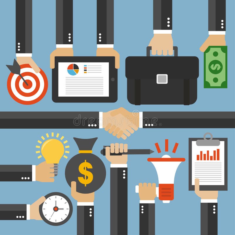 Management Design Flat with Business Man, Vector Illustration Stock ...