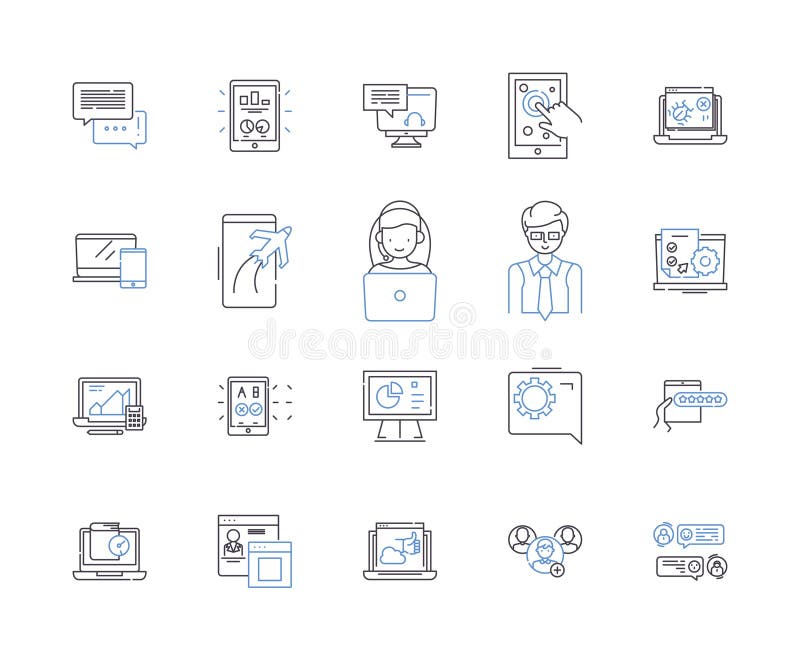 Management and Content Outline Icons Collection. Management, Content ...