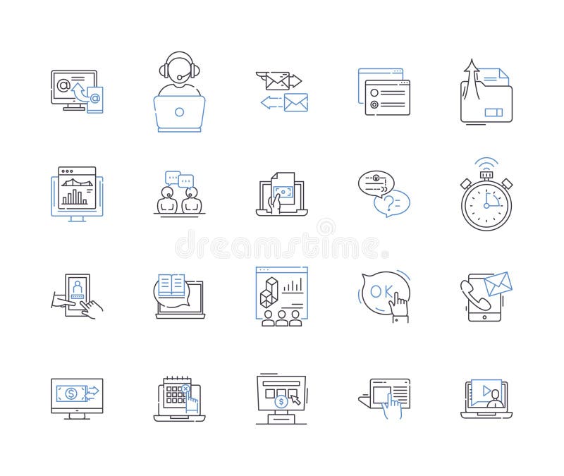 Management and Content Outline Icons Collection. Management, Content ...