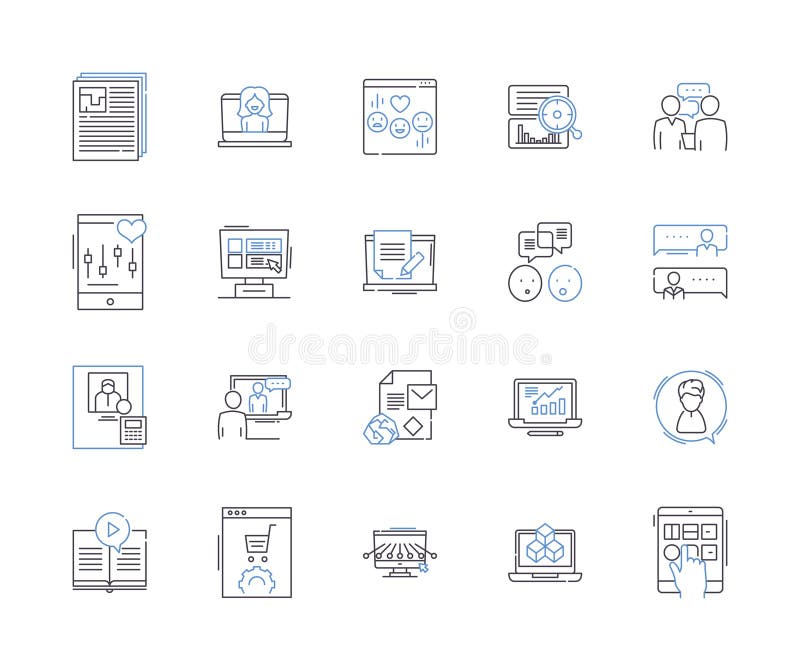 Management and Content Outline Icons Collection. Management, Content ...