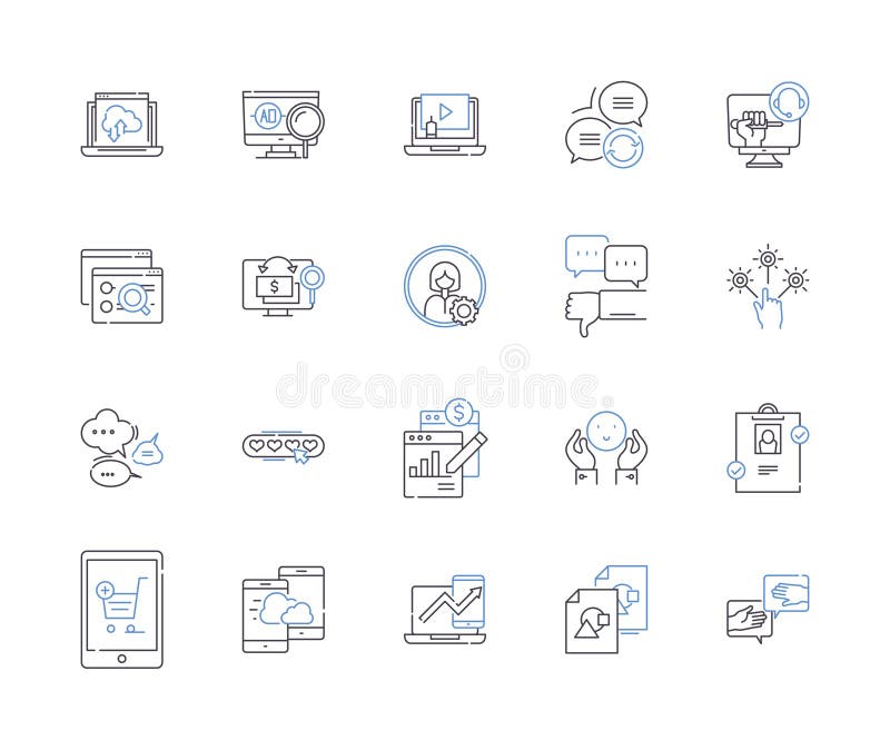 Management and Content Outline Icons Collection. Management, Content ...