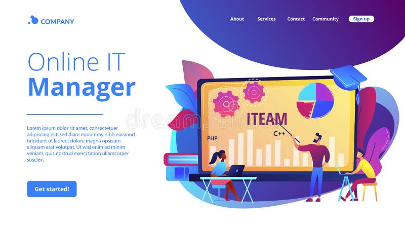 It Management Courses Concept Landing Page Stock Vector - Illustration ...