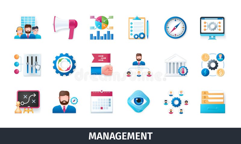 Management 3d Vector Icon Set Stock Illustration - Illustration of ...