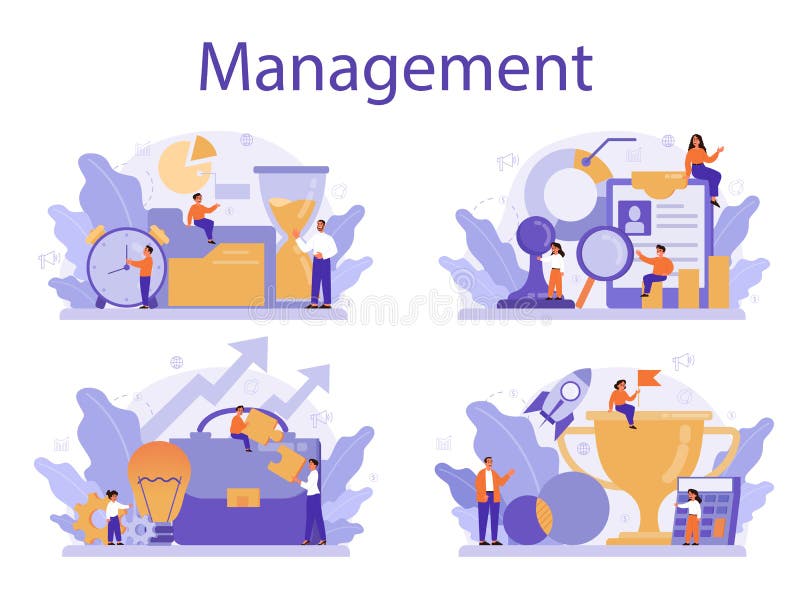 Management Education School Course Set. Idea of Business Work Stock ...