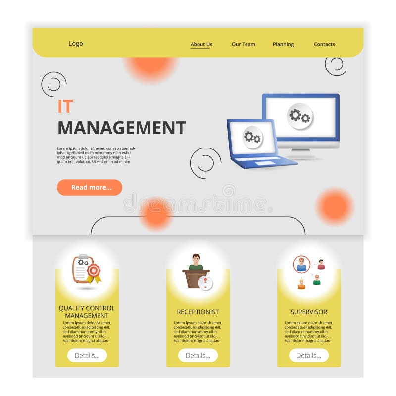 It Management Flat Landing Page Website Template. Quality Control ...