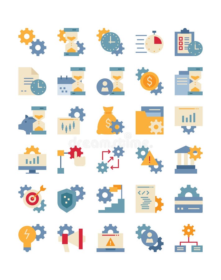 Management Flat Style Web Icon Pack Stock Vector - Illustration of ...