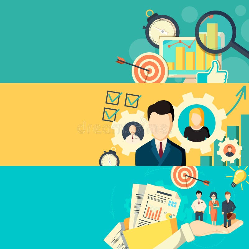 Management Horizontal Banner Set Stock Vector - Illustration of ...