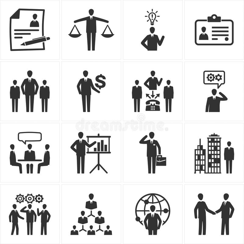 Management and Human Resource Icons Stock Vector - Illustration of call ...