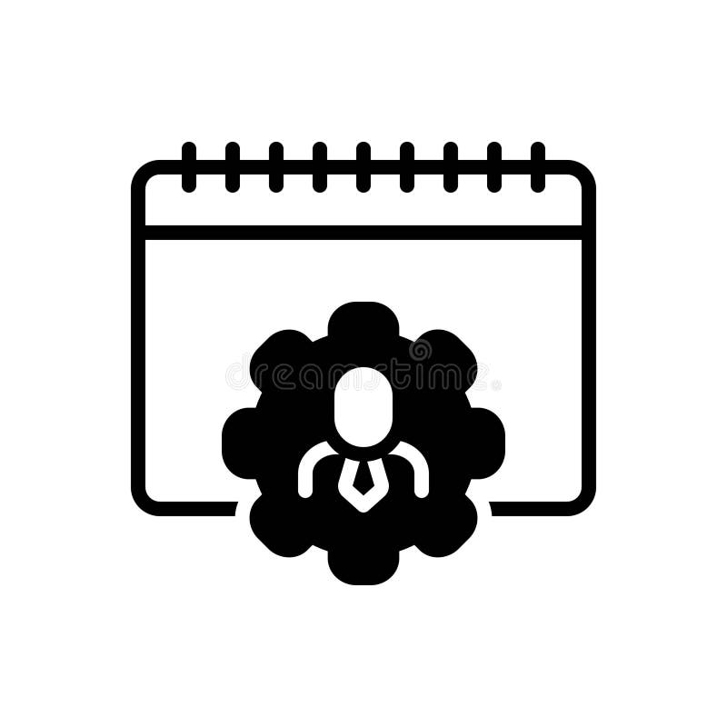Black Solid Icon for Management, Supervision and Time Stock Vector ...