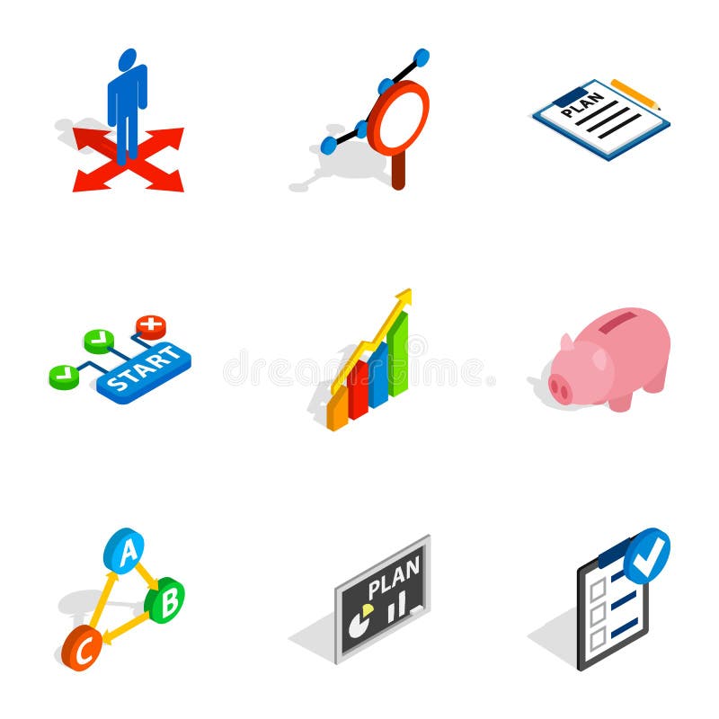 Management Icons, Isometric 3d Style Stock Vector - Illustration of ...