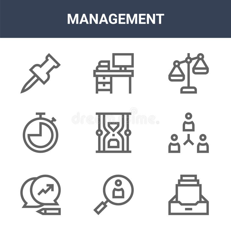 9 Management Icons Pack. Trendy Management Icons on White Background ...