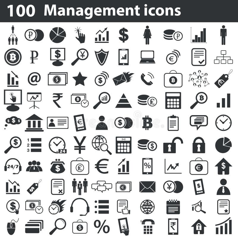 100 management icons set stock vector. Illustration of monitor - 58219500
