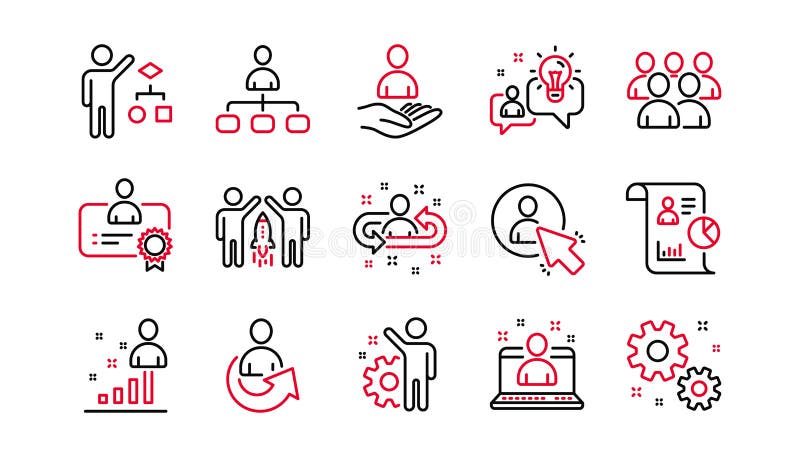 Management Line Icons. Business People, Algorithm and Group. Linear ...
