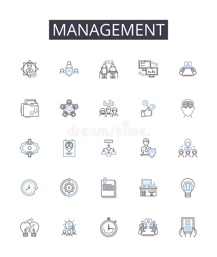 Management Line Icons Collection. Administration, Control, Supervision ...