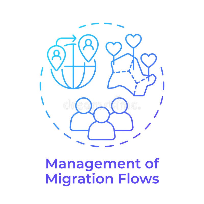 Management of Migration Flows Blue Gradient Concept Icon Stock Vector ...