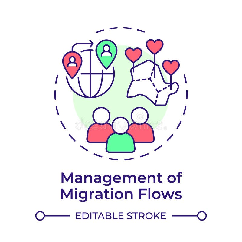 Management of Migration Flows Multi Color Concept Icon Stock ...