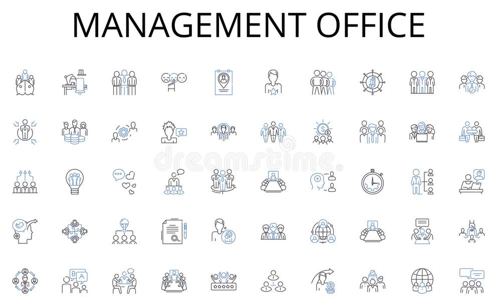 Management Office Line Icons Collection. Strategy, Tactics, Objectives ...