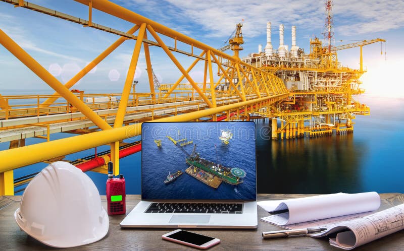 Manufacturing of Oil and Gas Rig and Installation Offshore Stock Photo ...