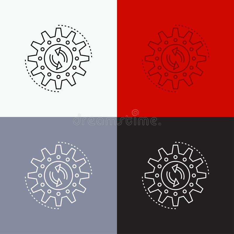 Management, Process, Production, Task, Work Icon Over Various Background. Line Style Design ...