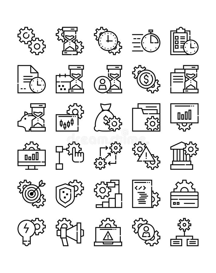 Management Simple Line Style Web Icon Pack Stock Vector - Illustration ...
