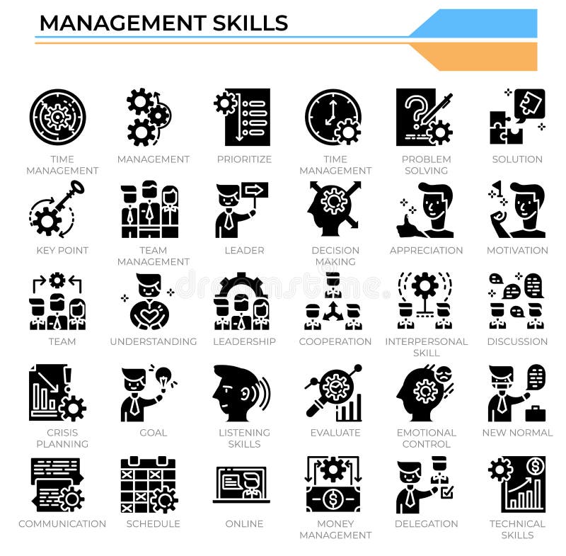 Management skills icon set stock vector. Illustration of time - 218185871