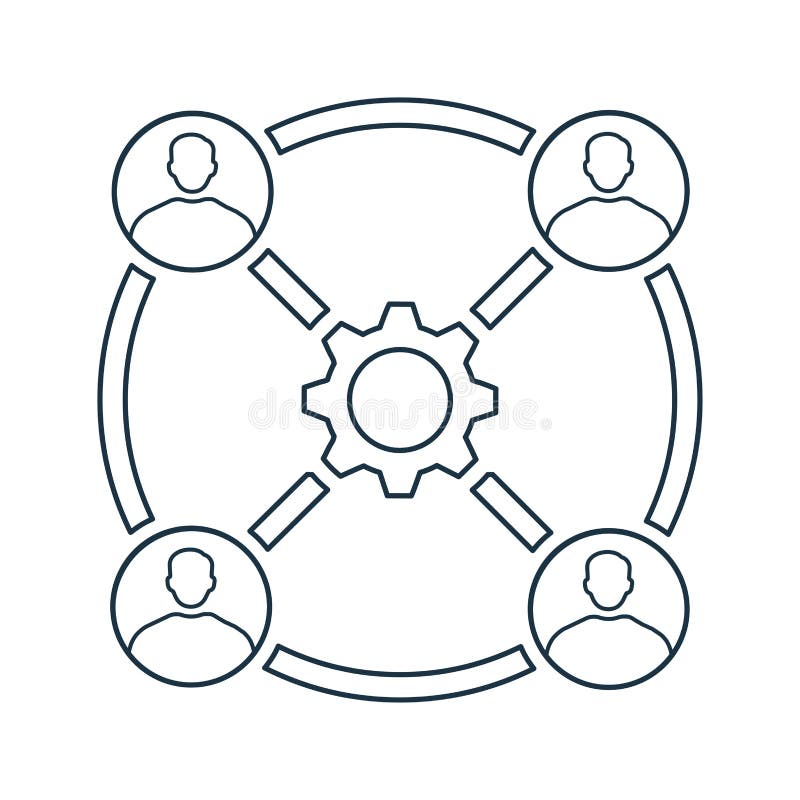 Management, Solution, Teamwork Outline Icon. Line Art Sketch Stock ...