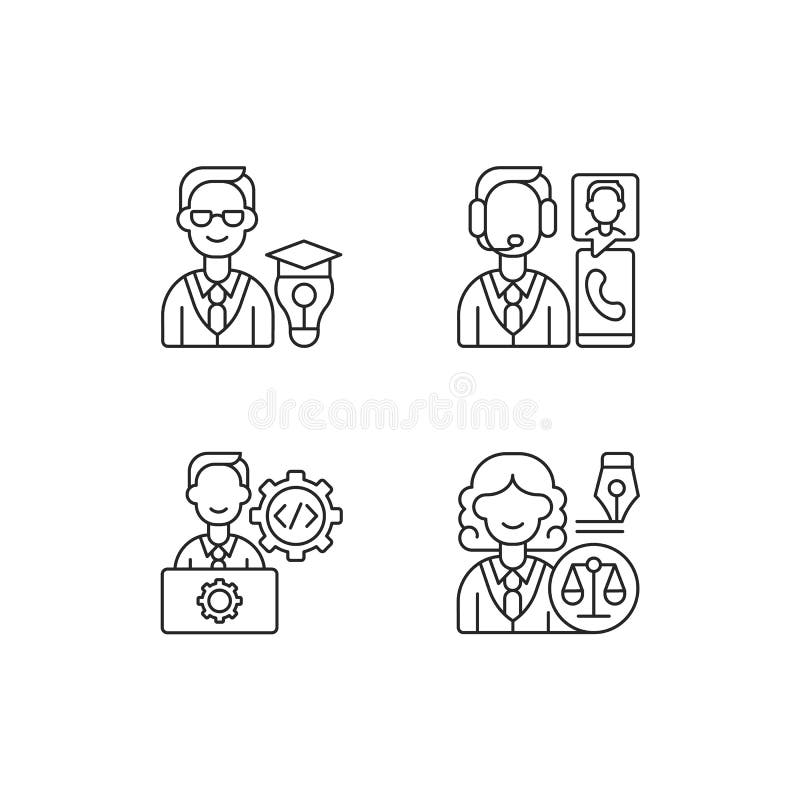 Management Structure Linear Icons Set Stock Illustration - Illustration ...