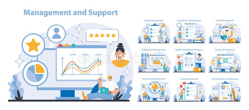 Management and Support Concept. Flat Vector Illustration. Stock Vector ...