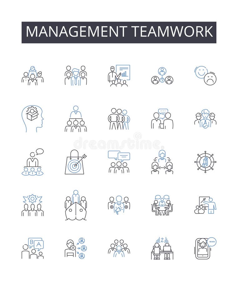 Management Teamwork Line Icons Collection. Efficient Collaboration ...