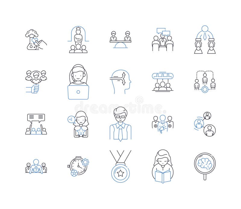 Management Training Line Icons Collection. Leadership, Communication ...