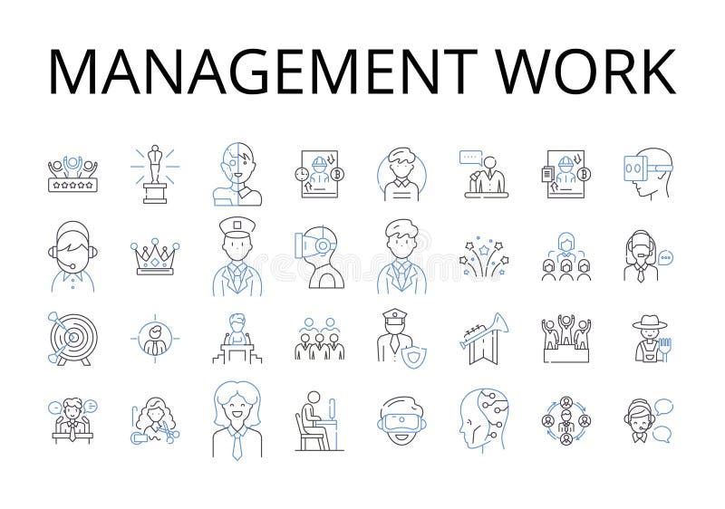 Management Work Line Icons Collection. Coordination Collaboration ...