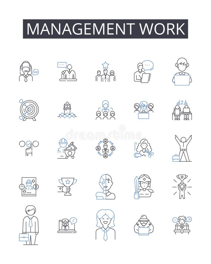 Management Work Line Icons Collection. Coordination Collaboration ...