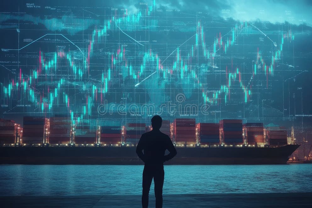 Manager Analyzing Shipping Metrics at Port with Data Visualization ...
