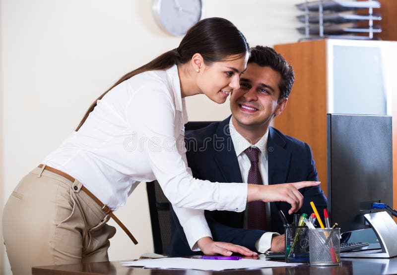 Manager and Assistant Brainstorming in Office Stock Image - Image of ...